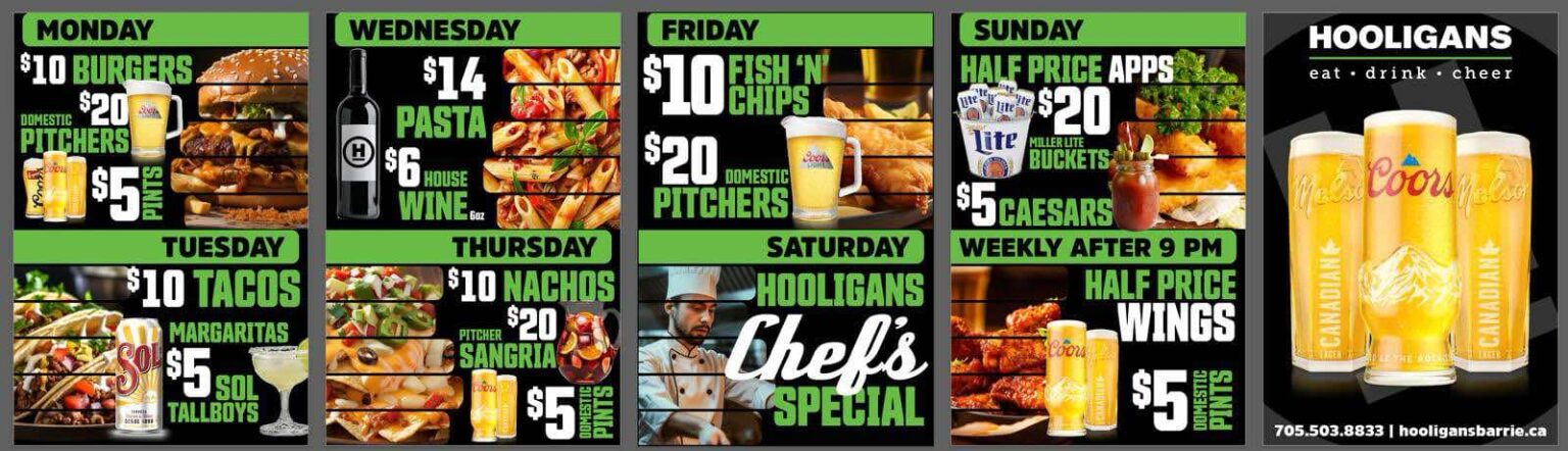 Menu - Hooligans Barrie